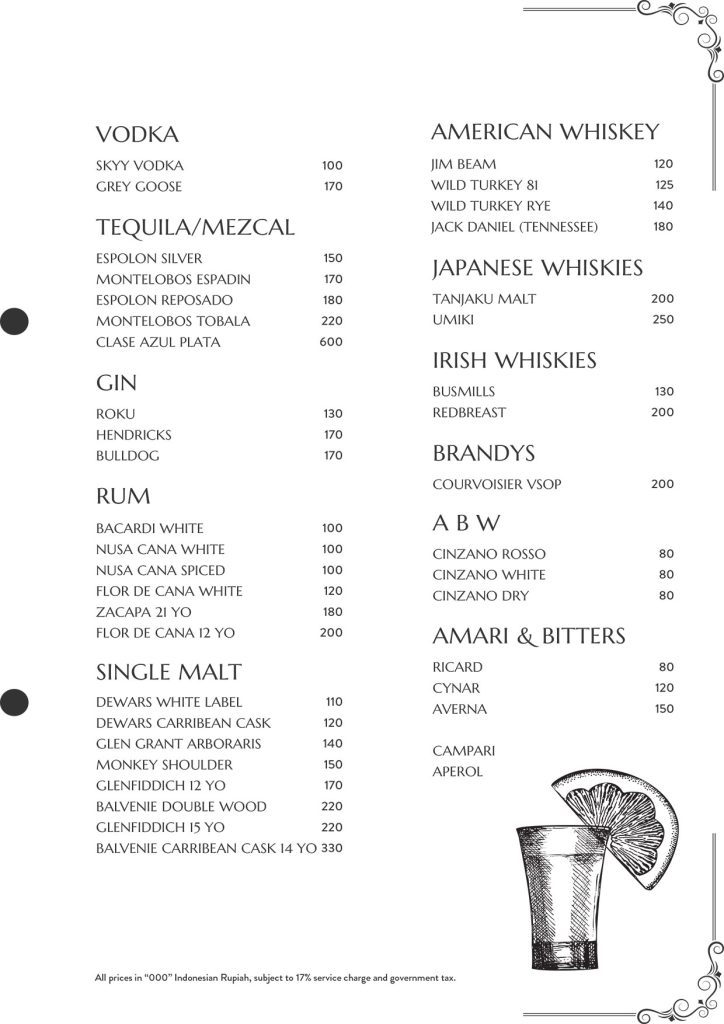 Drink Menu – Azure Beach Restaurant