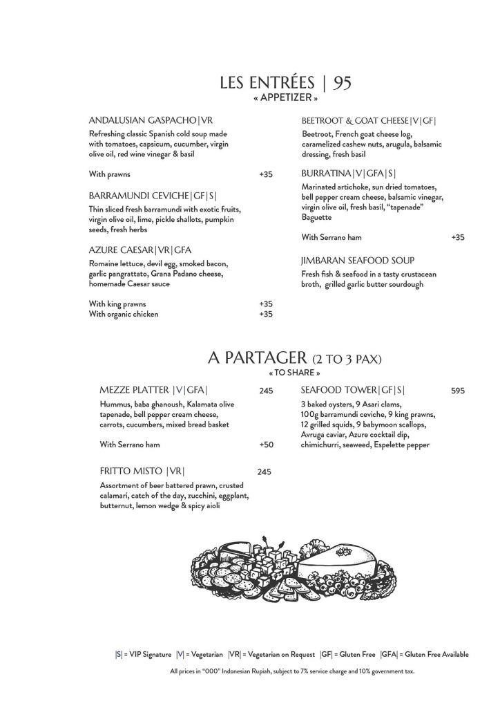 azure restaurant menu - Azure Beach Restaurant